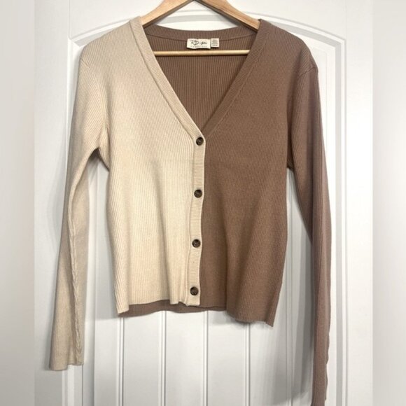 RD Style | Sweaters | Nwot Two Toned Dual Coloured Ribbed Cardigan ...